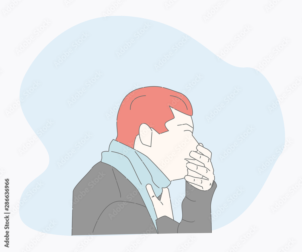 symptoms of a cold patient. hand drawn style vector design ...