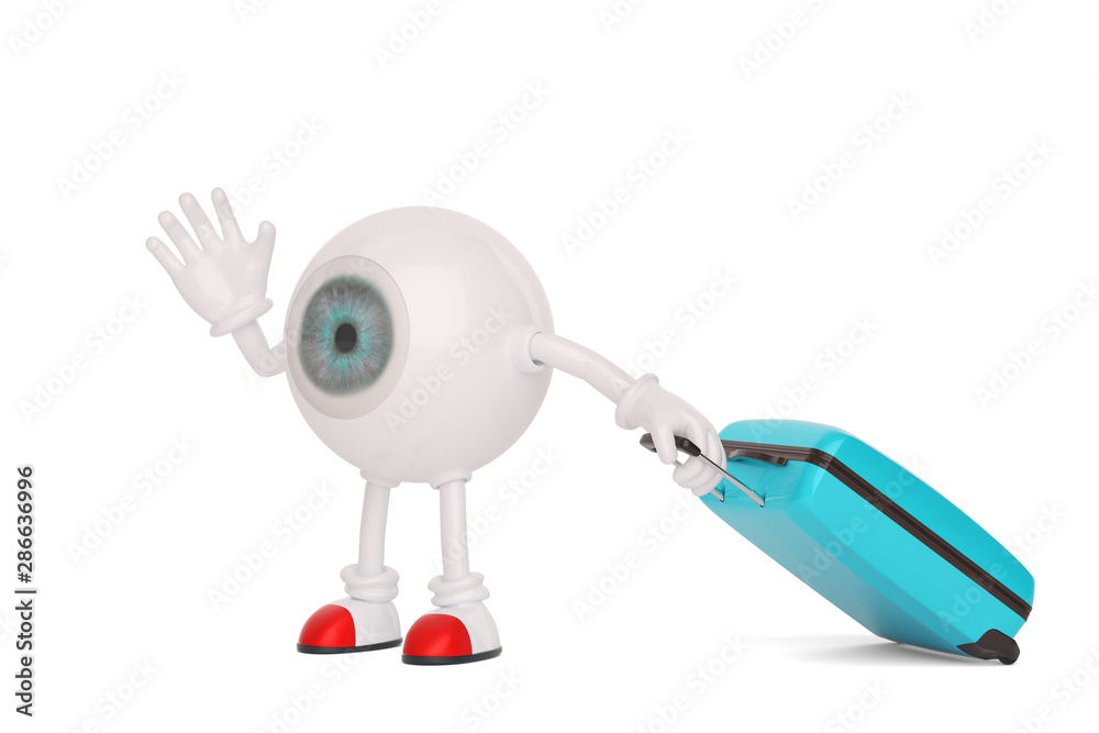Travel concept eyeball cartoon character isolated on white background ...