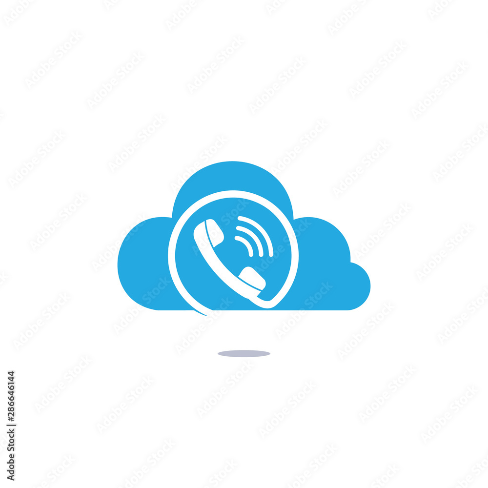 Telephone and cloud logo template design. Telephone logo with modern ...