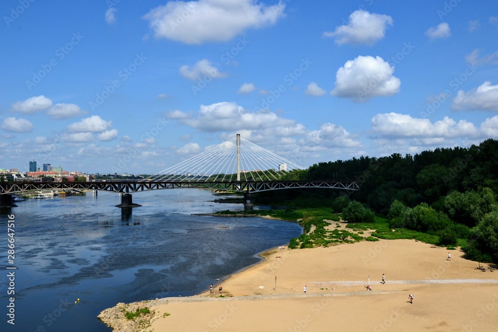 Summer on the Stadium Beach (or Poniatowka beach) in the vicinity of ...