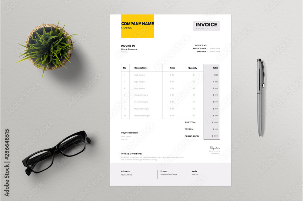3D illustration Invoice template Stock Vector | Adobe Stock