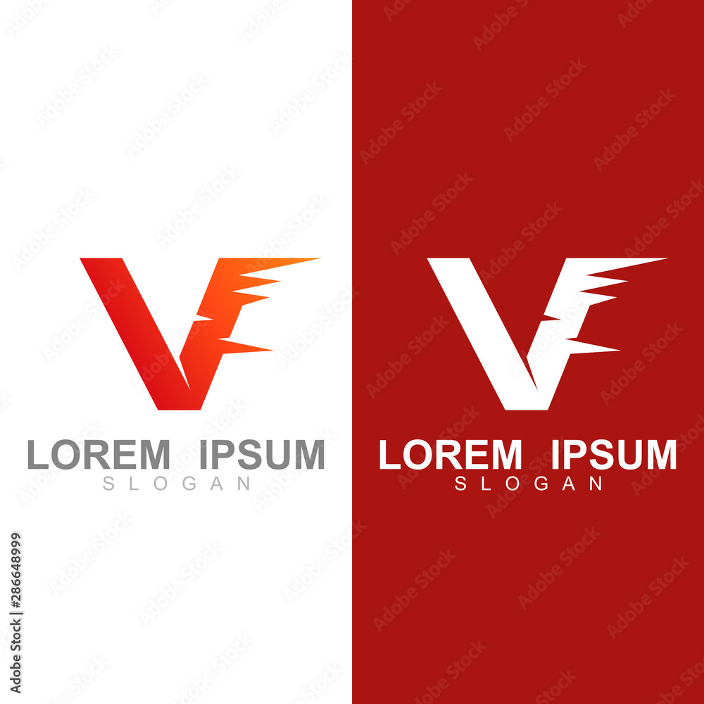 V logo, fast letter v logo design illustration, delivery express Stock ...