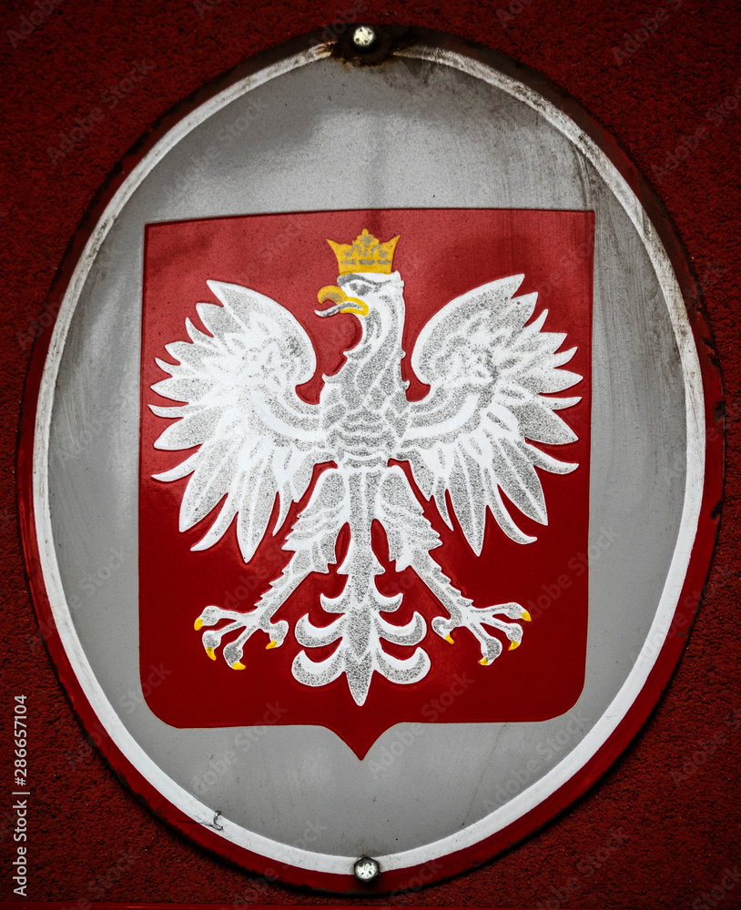 Krakow, Poland, March 19, 2018, illustrative editorial. Coat of arms of ...