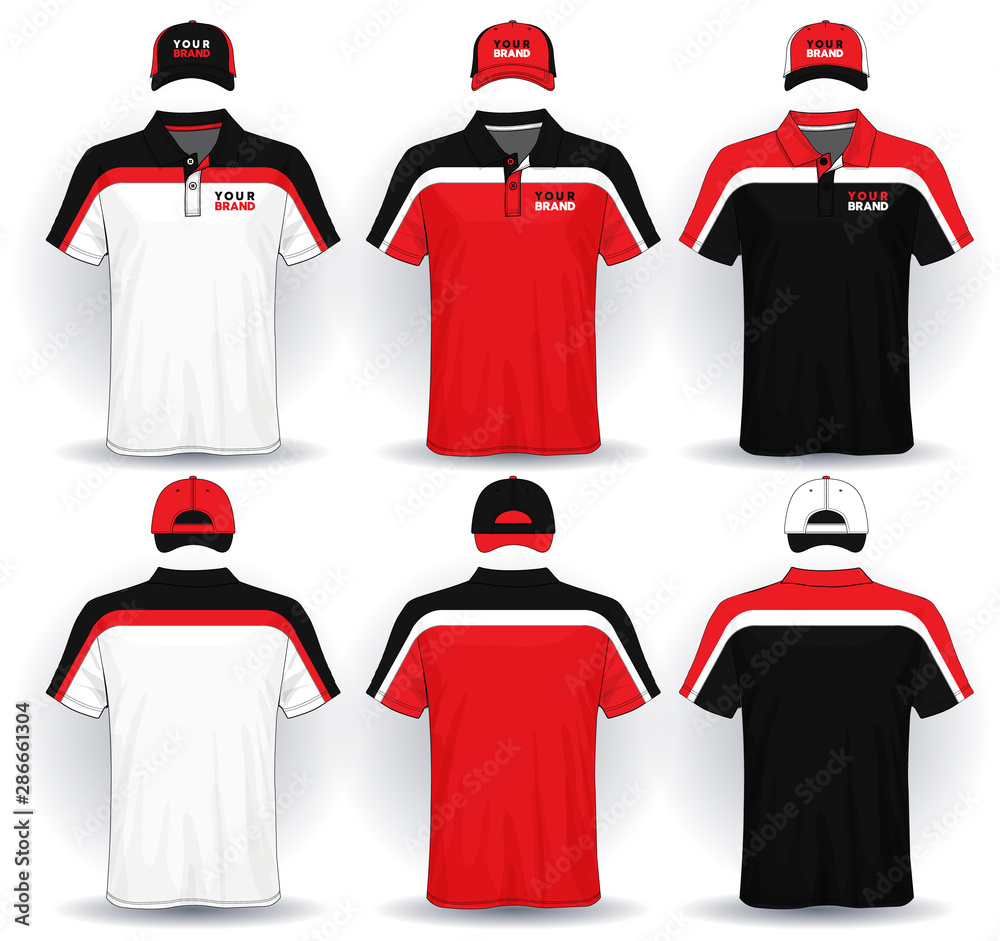 Set of uniform template, polo shirts and caps. Stock Vector | Adobe Stock