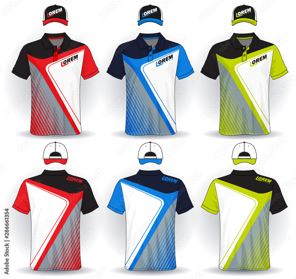 Set of uniform template, polo shirts and caps. Stock Vector | Adobe Stock