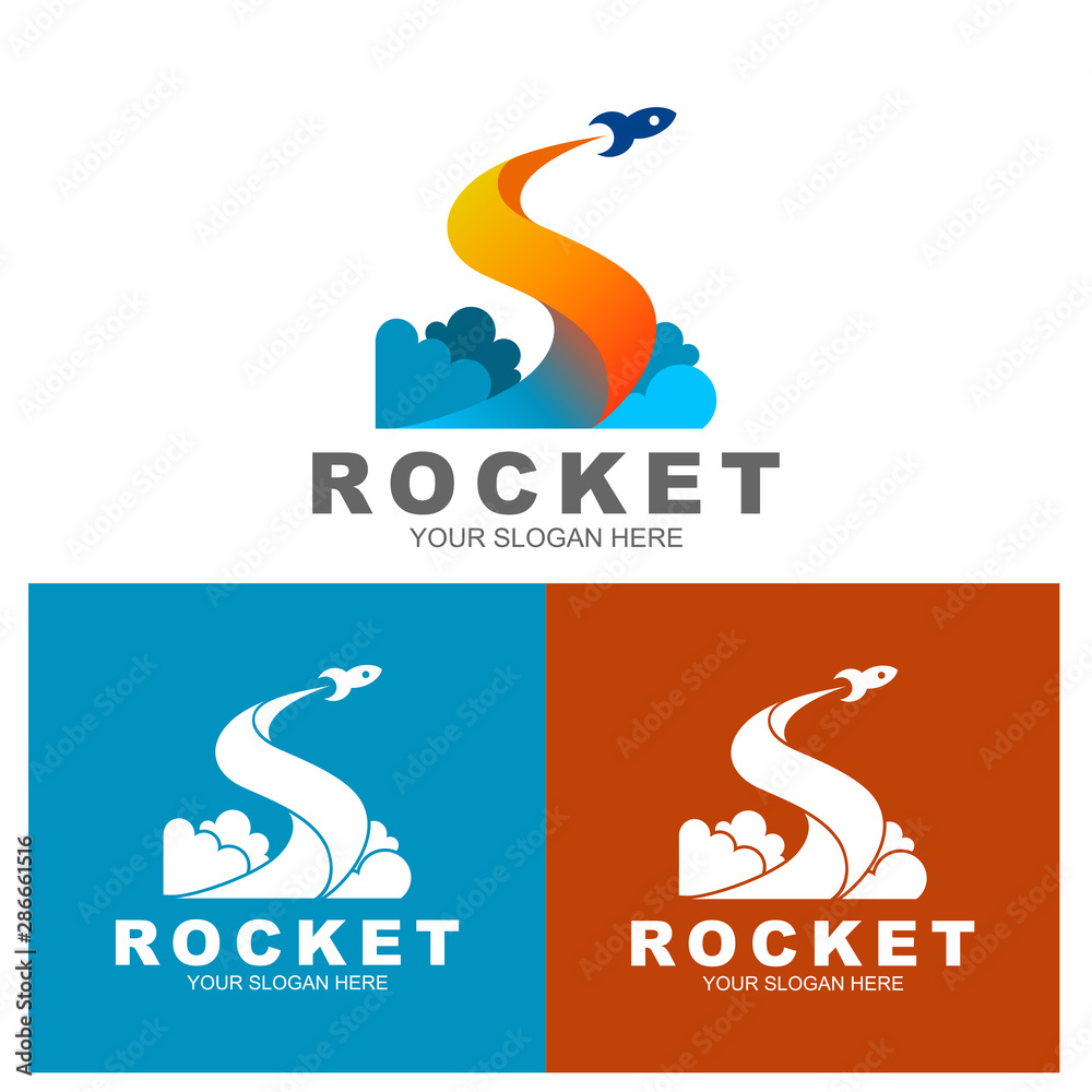Rocket logo, Vector sign abstract takeoff rocket, rocket logo that is ...