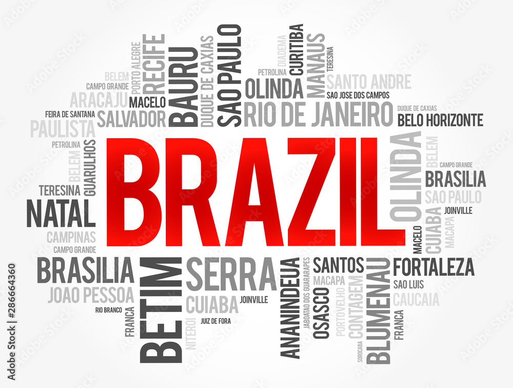 List of cities and towns in Brazil, word cloud collage, business and ...