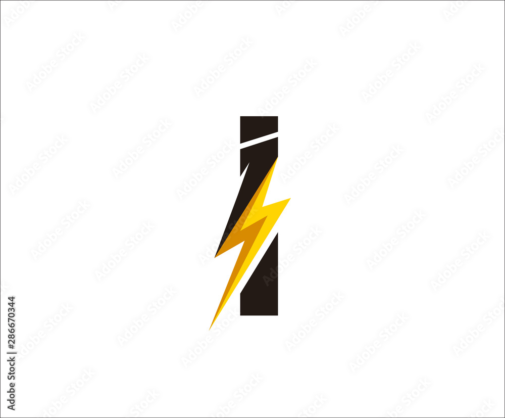 Thunder I Letter icon, flash I logo icon Stock Vector | Adobe Stock