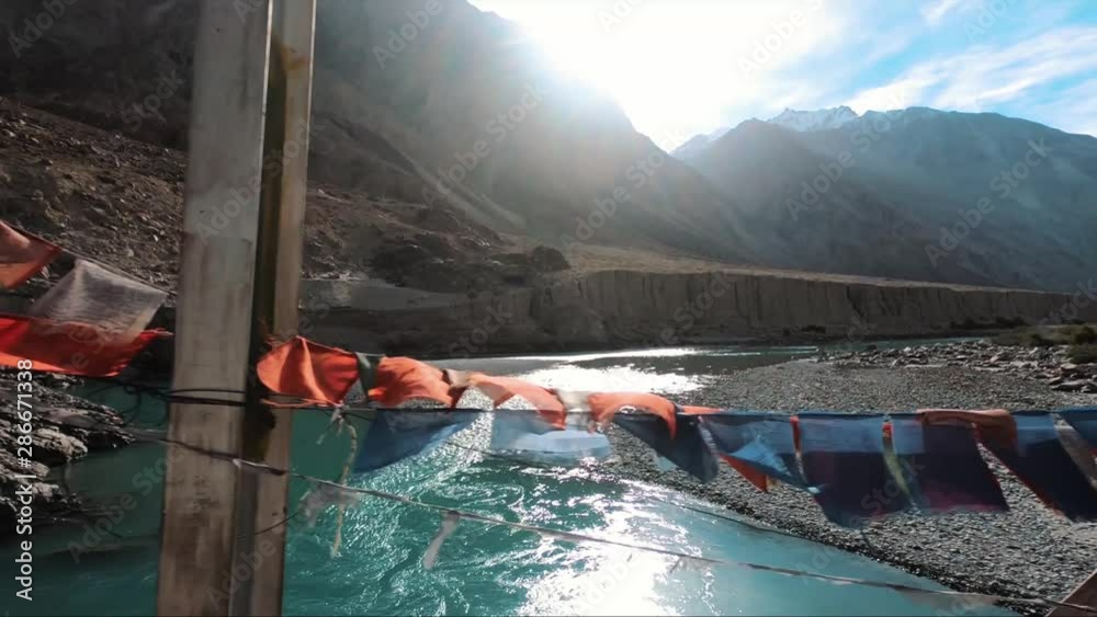 Bridge on the river. Captured during last Road Trip to Ladakh Stock ...