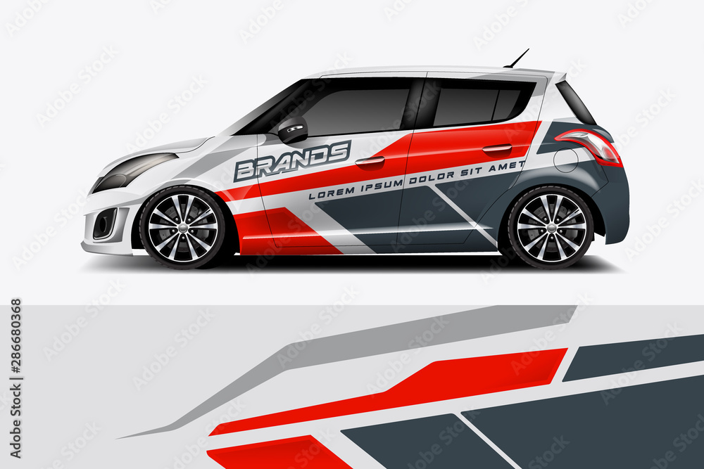 Car decal wrap design vector. Graphic abstract stripe racing background ...