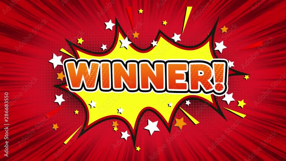Winner! Text Pop Art Style Expression. Retro Comic Bubble Expression ...