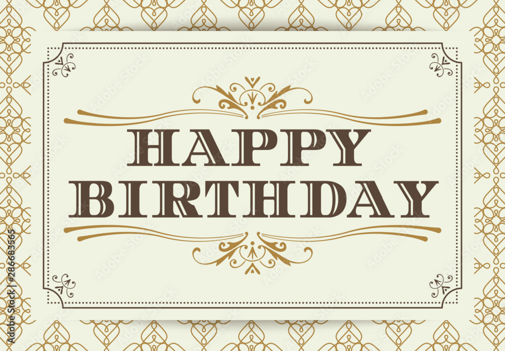 Vintage Happy Birthday typography border and frame background for ...