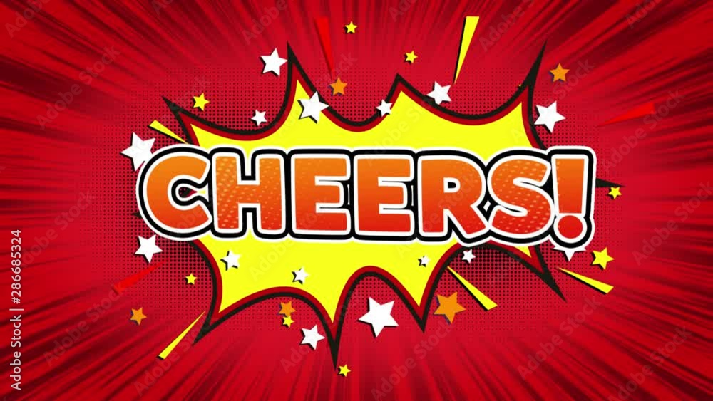Cheers! Text Pop Art Style Expression. Retro Comic Bubble Expression ...