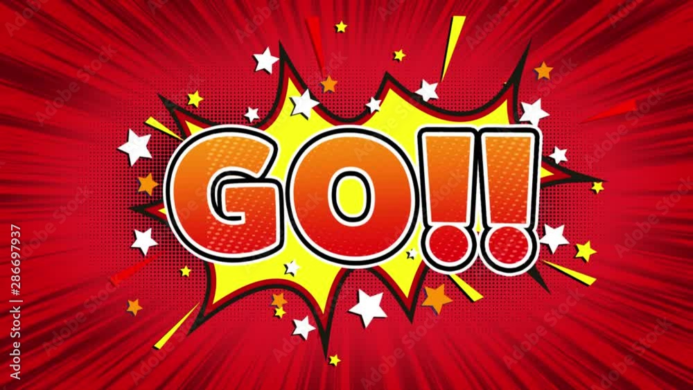 Go!! Text Pop Art Style Expression. Retro Comic Bubble Expression ...