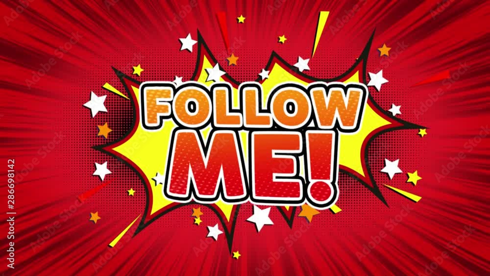 Follow Me! Text Pop Art Style Expression. Retro Comic Bubble Expression ...