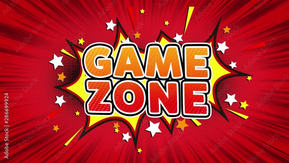 Game Zone Text Pop Art Style Expression. Retro Comic Bubble Expression ...