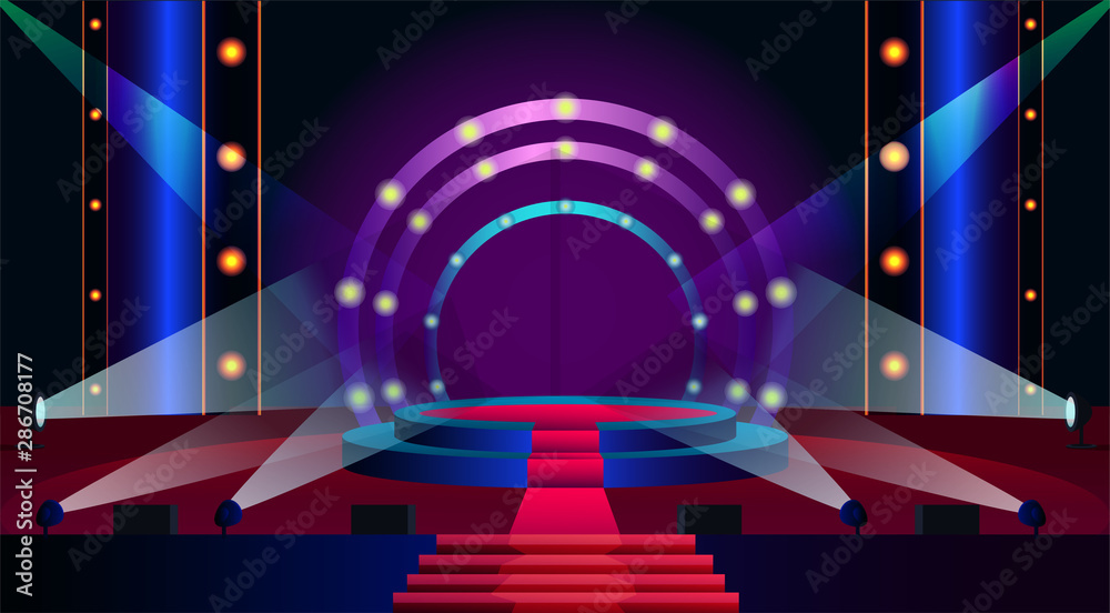 Empty stage flat vector illustration Stock Vector | Adobe Stock