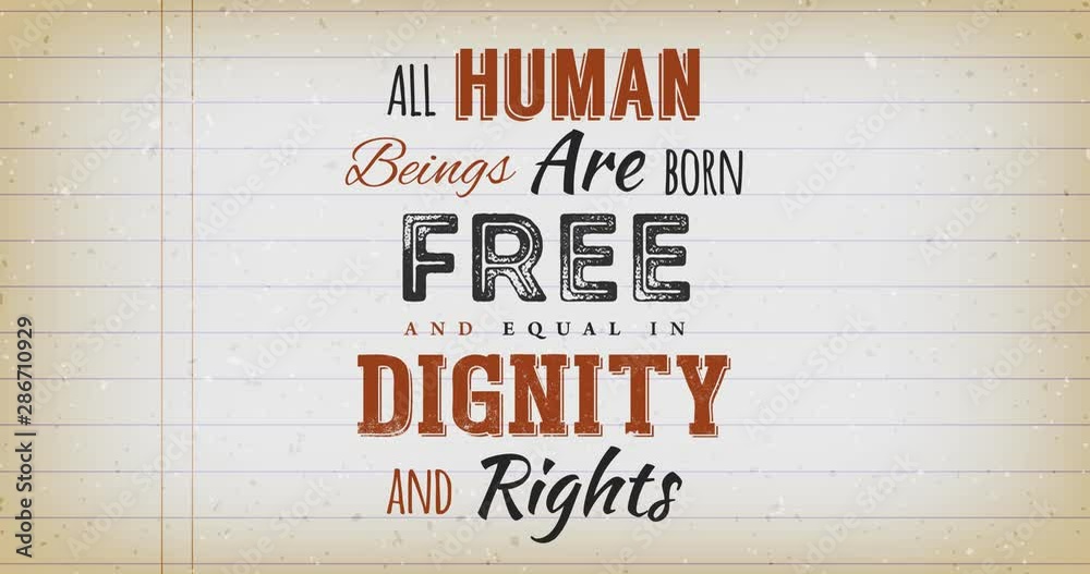 Universal Declaration of Human Rights Article One/ 4k animation of a ...