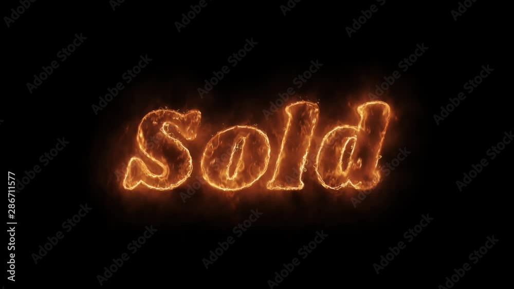 Sold Word Hot Animated Burning Realistic Fire Flame and Smoke ...