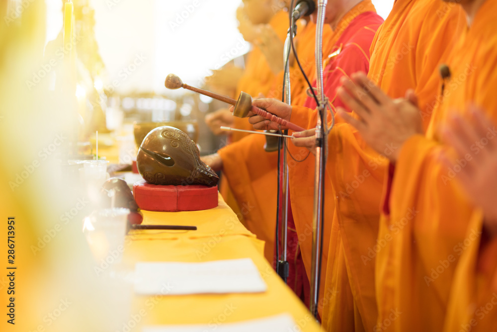 Buddhist monks praying hands. In the ritual prayer Stock Photo | Adobe ...