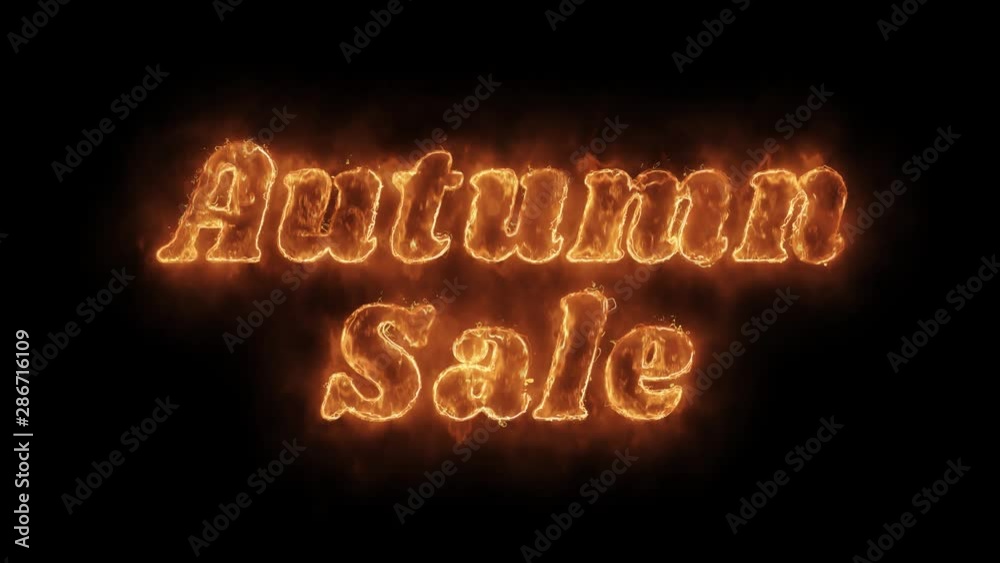 Autumn Sale Word Hot Animated Burning Realistic Fire Flame and Smoke ...