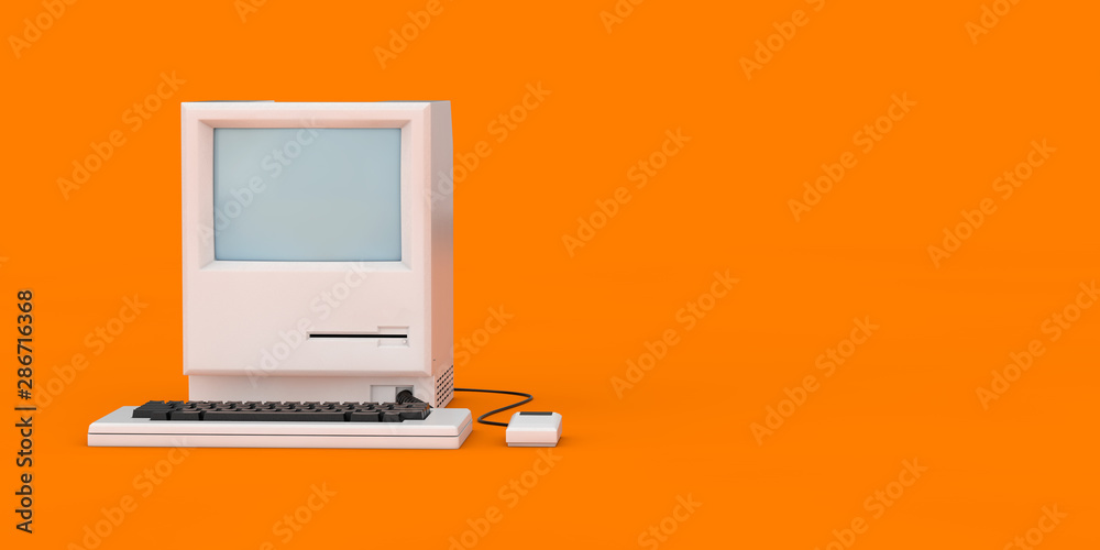 Retro Personal Computer. The System Unit, Monitor, Keyboard and Mouse. 3d Rendering Stock ...