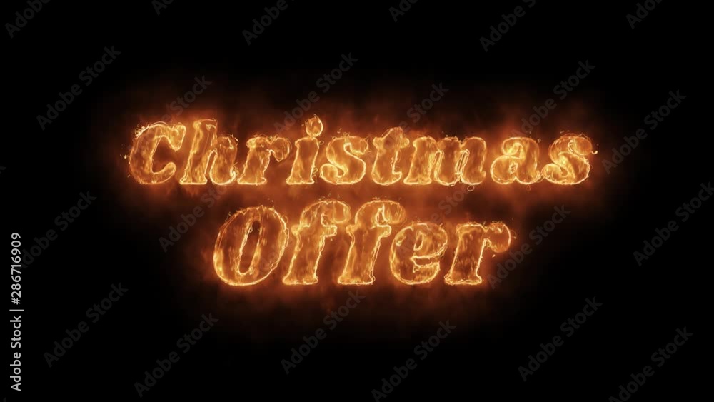 Christmas Offer Word Hot Animated Burning Realistic Fire Flame and ...