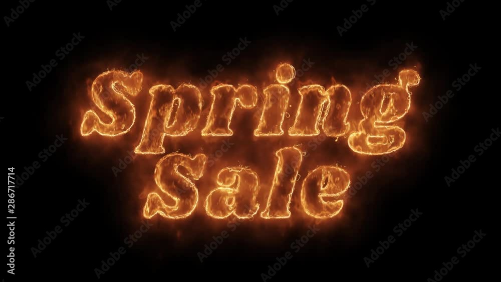 Spring Sale Word Hot Animated Burning Realistic Fire Flame and Smoke ...