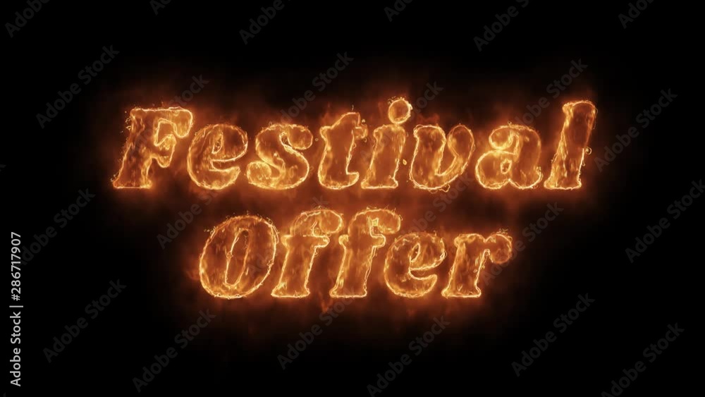 Video „Festival Offer Word Hot Animated Burning Realistic Fire Flame ...