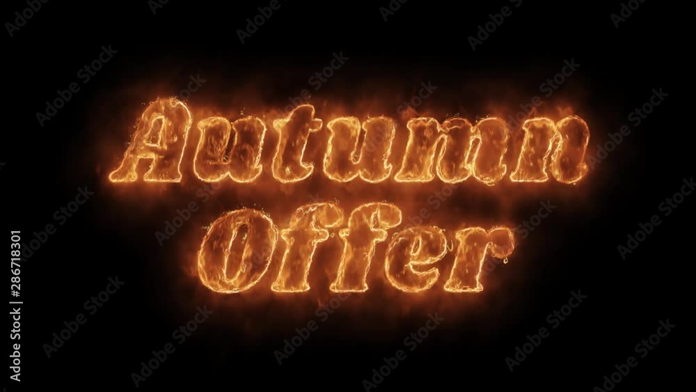Video Stock Autumn Offer Word Hot Animated Burning Realistic Fire Flame ...