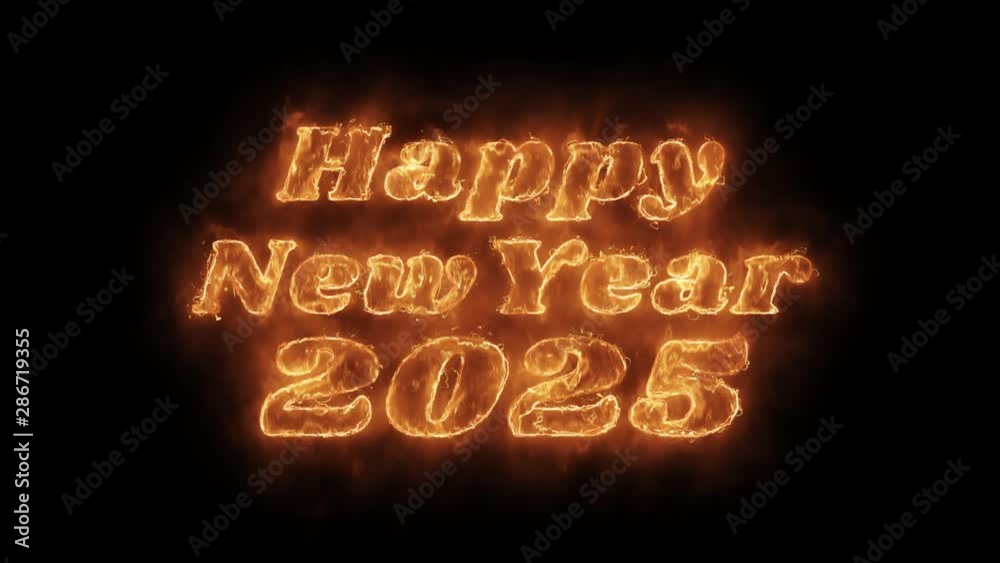 Vidéo Stock Happy New Year 2025 Word Hot Animated Burning Realistic ...