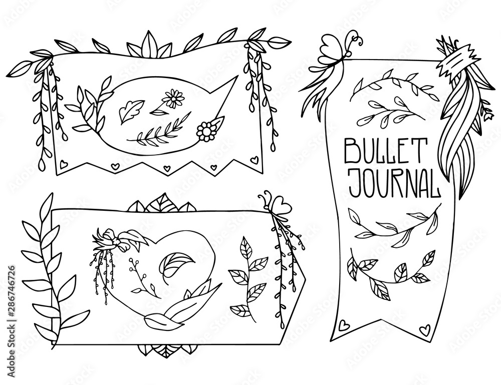 Cute Hand drawn Banners for your Design. Label for Notebook, Diary ...