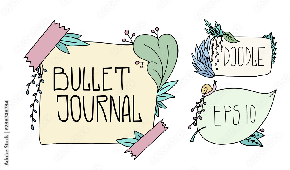 Cute Hand drawn Banners for your Design. Label for Notebook, Diary ...