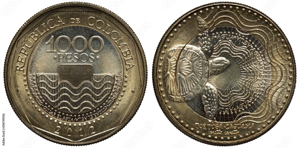 Colombia Colombian bimetallic coin 1000 one thousand pesos 2012 ...