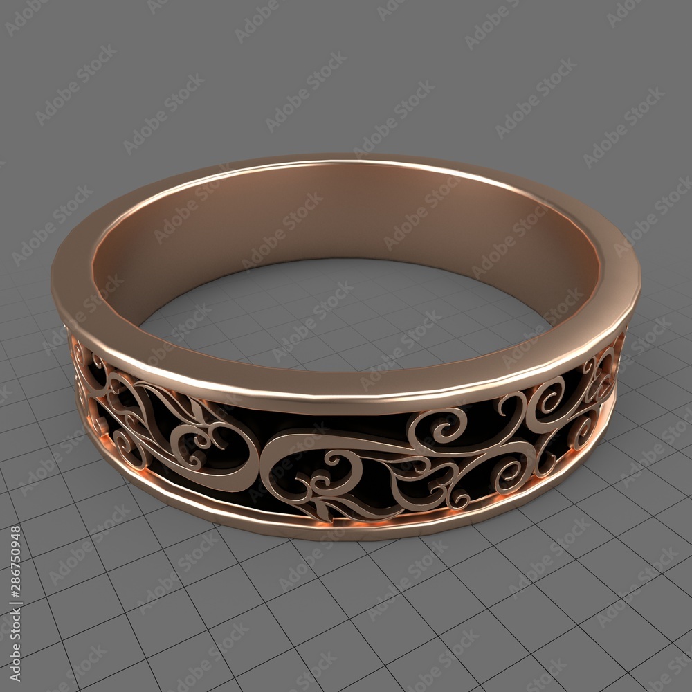 Patterned copper wedding ring Stock 3D asset | Adobe Stock