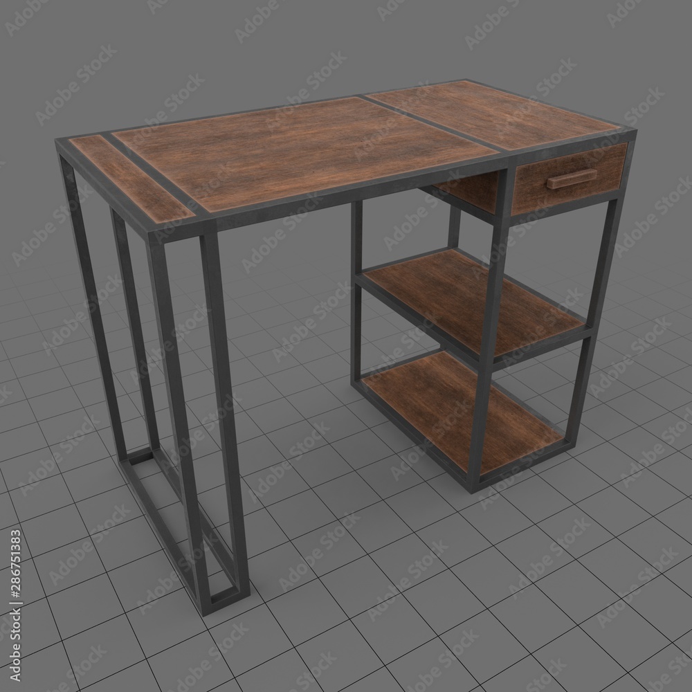 Desk with shelves Stock 3D asset | Adobe Stock