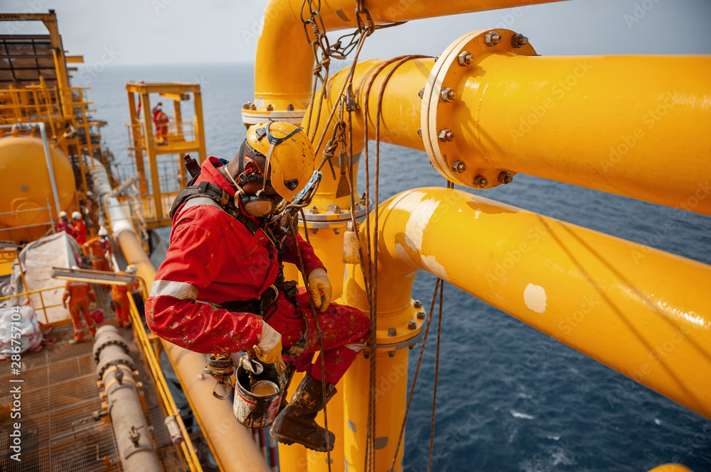 Offshore worker in the oil and gas industry in Angola Stock Photo ...