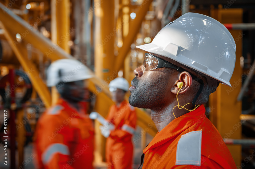 Offshore worker in the oil and gas industry in Angola Stock Photo ...