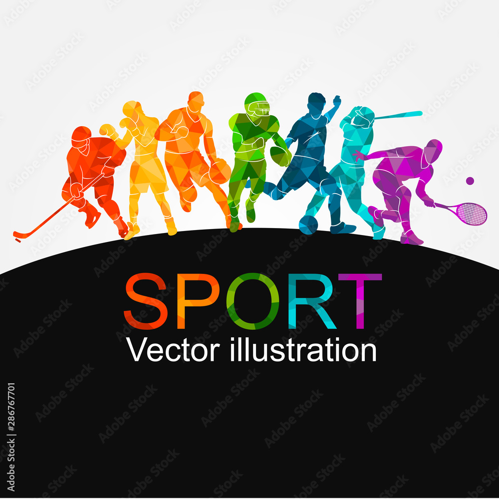 Color sport background. Football, basketball, hockey, box, \nbaseball ...