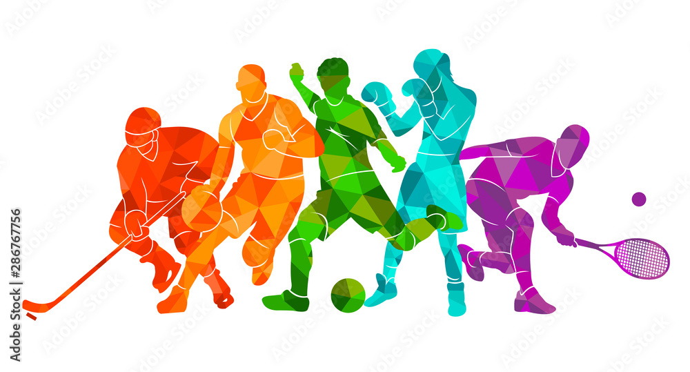 Color sport background. Football, basketball, hockey, box, \nbaseball ...