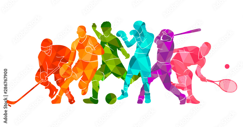 Color sport background. Football, basketball, hockey, box, \nbaseball ...
