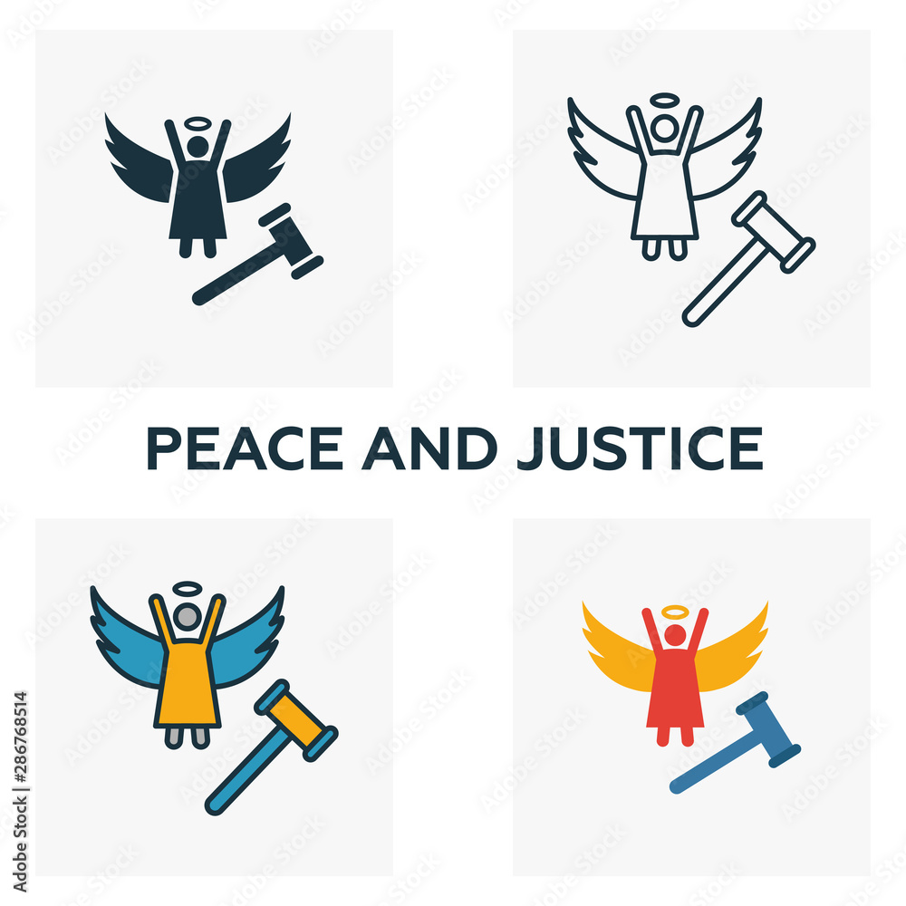 Peace And Justice icon set. Four elements in diferent styles from ...