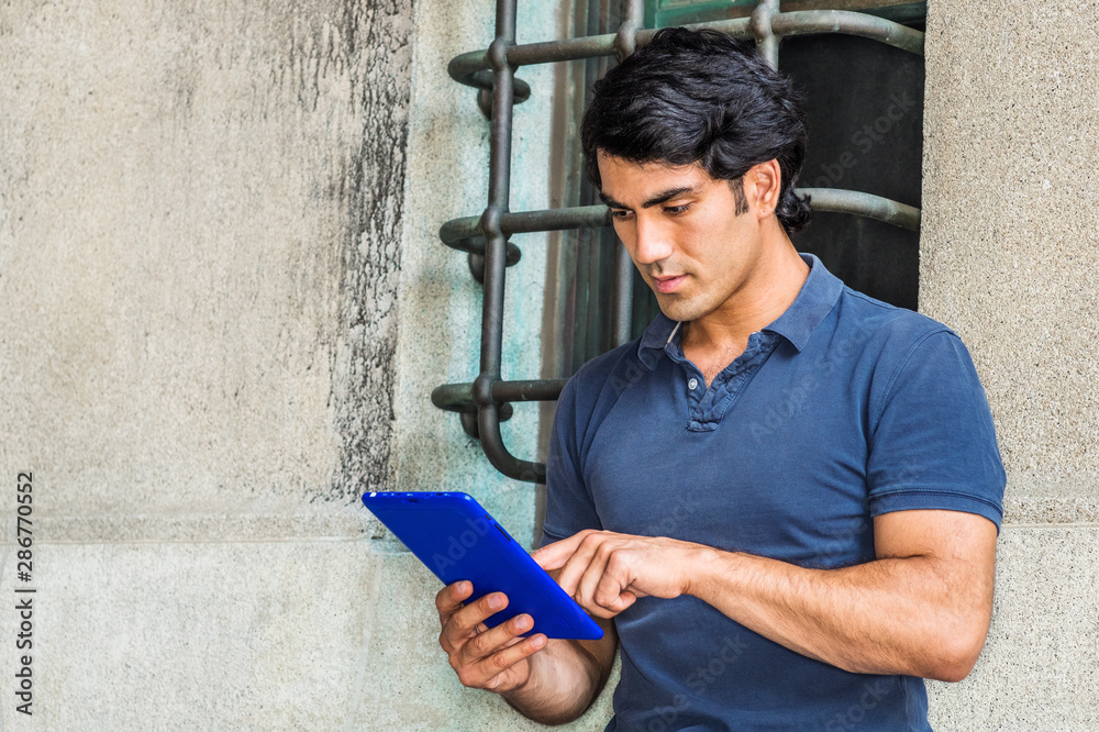 Modern Reading. Young Mix Race American College Student studying in New ...