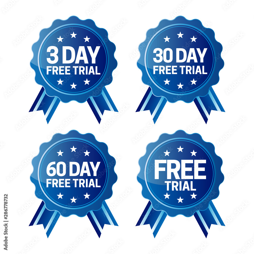 3, 30 and 60 Days Free Trial Badge Symbol Set Stock Vector | Adobe Stock