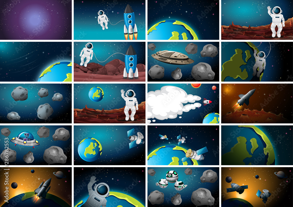 Big set of space background scenes Stock Vector | Adobe Stock
