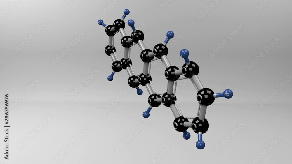 Tetracene molecule. Molecular structure of tetracene, chemical compound ...