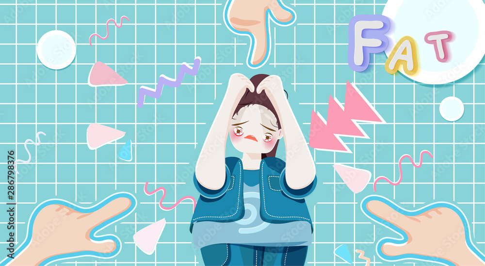 character. Fat girl. Cartoon vector illustration. Stock Illustration ...