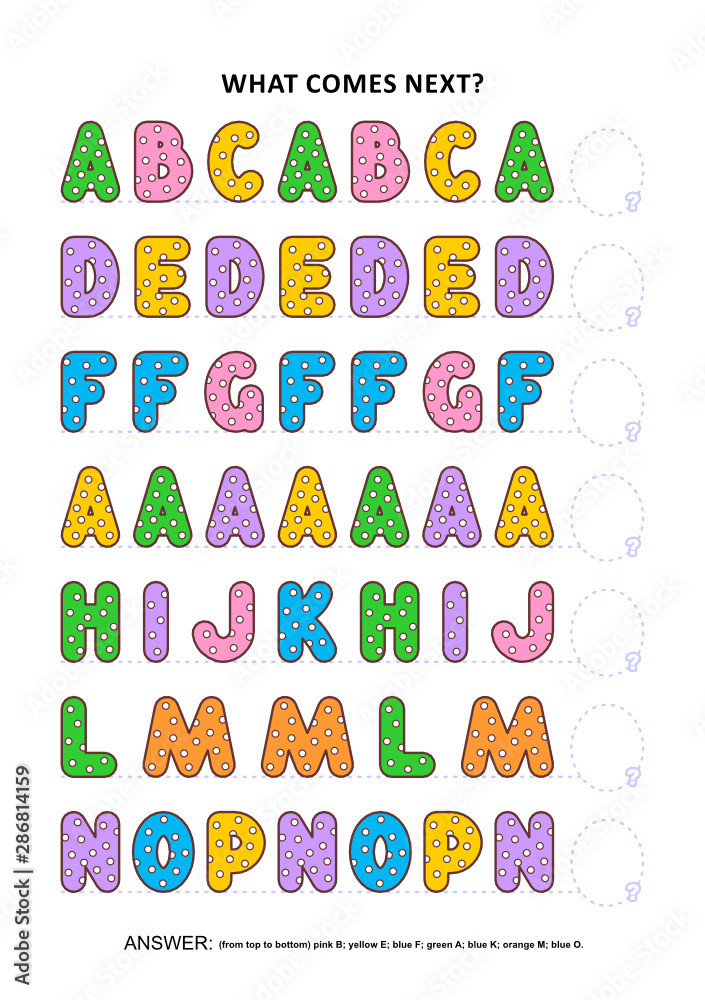 Vetor de Basic skills practice logic game with alphabet letters ...