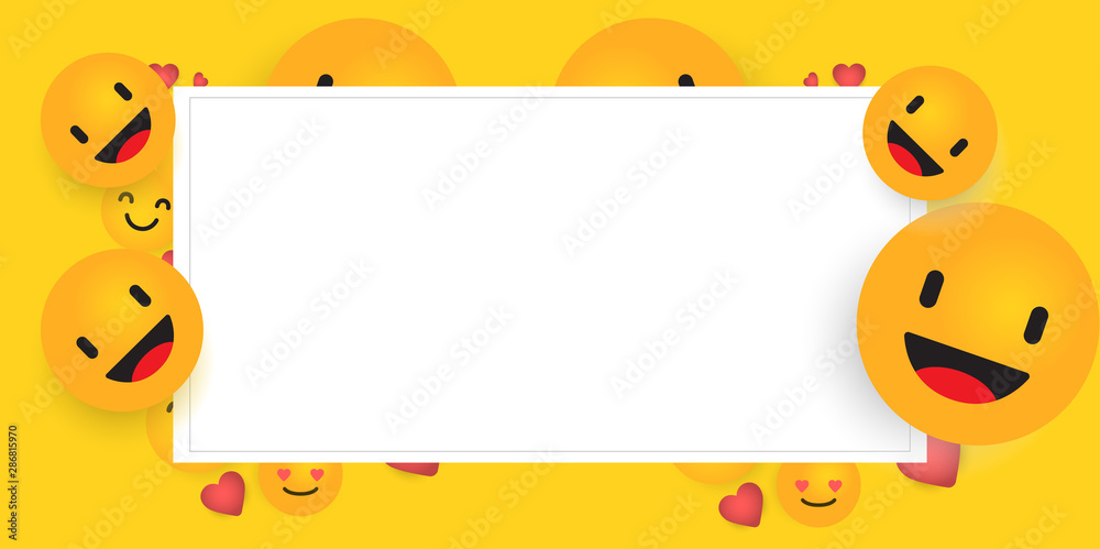 Smile emoticon background vector template. Emoji illustration. Stock ...