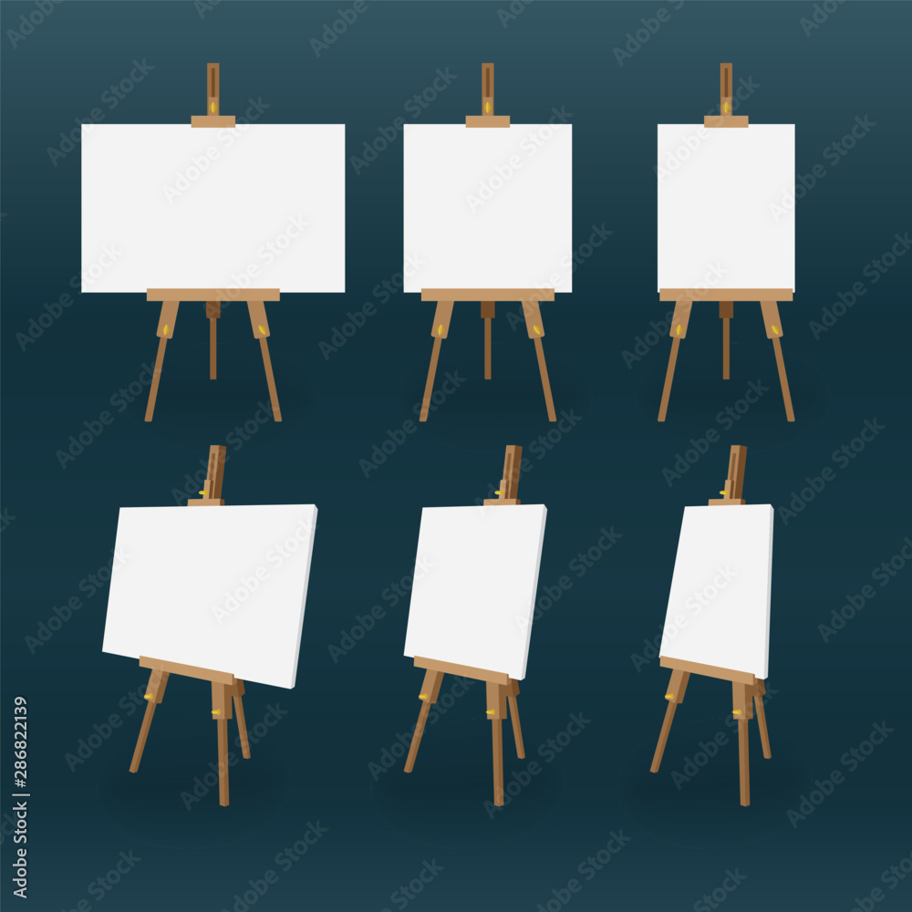 Easel and canvas. Wooden easel and white canvas vector illustration ...